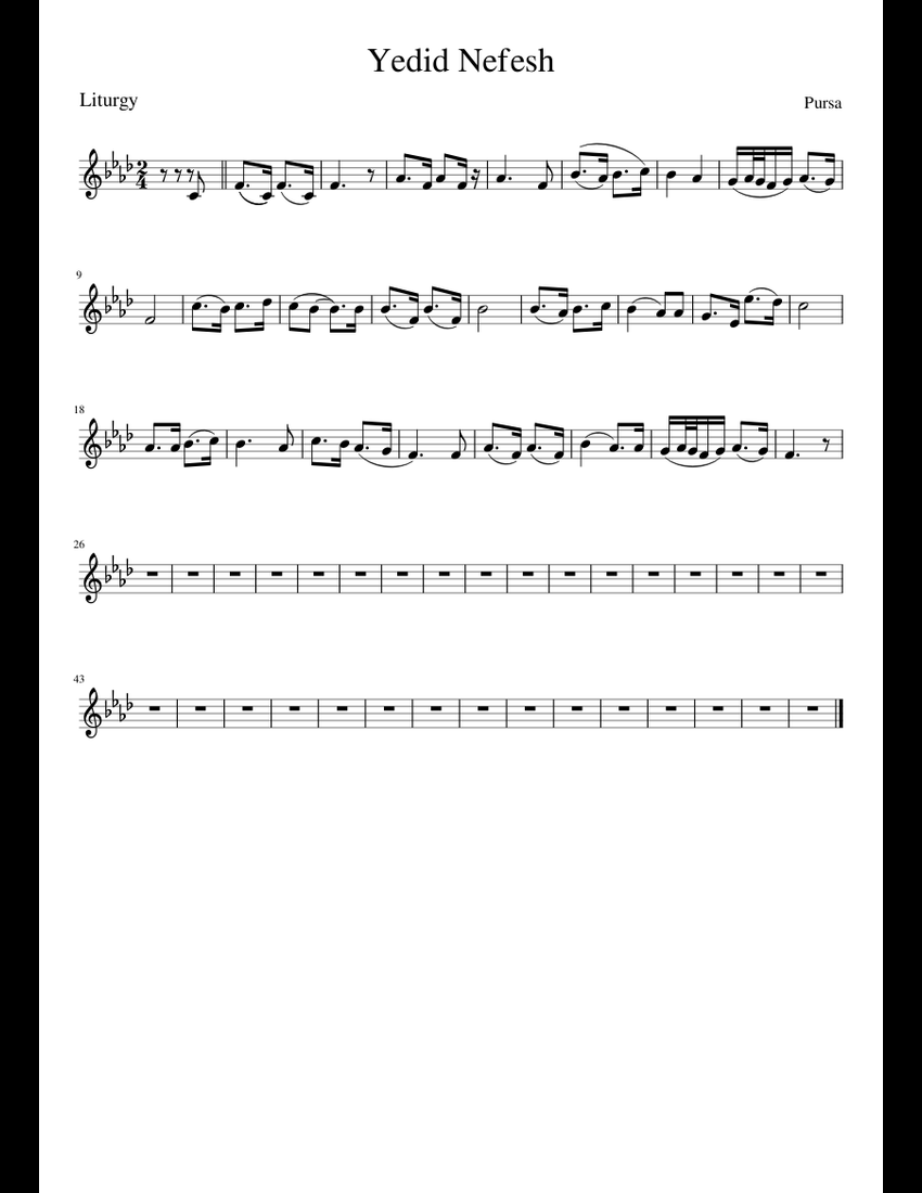 Yedid Nefesh sheet music for Piano download free in PDF or MIDI