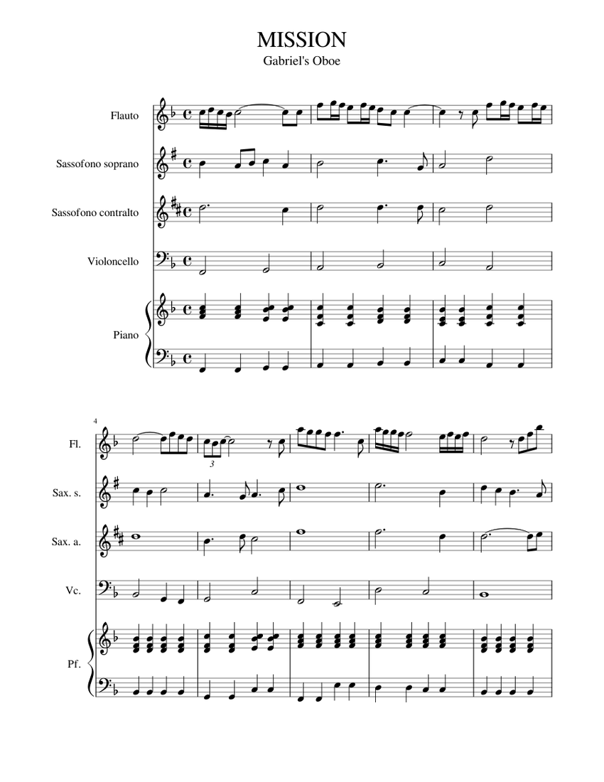 mission Sheet music for Piano, Flute, Saxophone (Alto), Cello & more ...