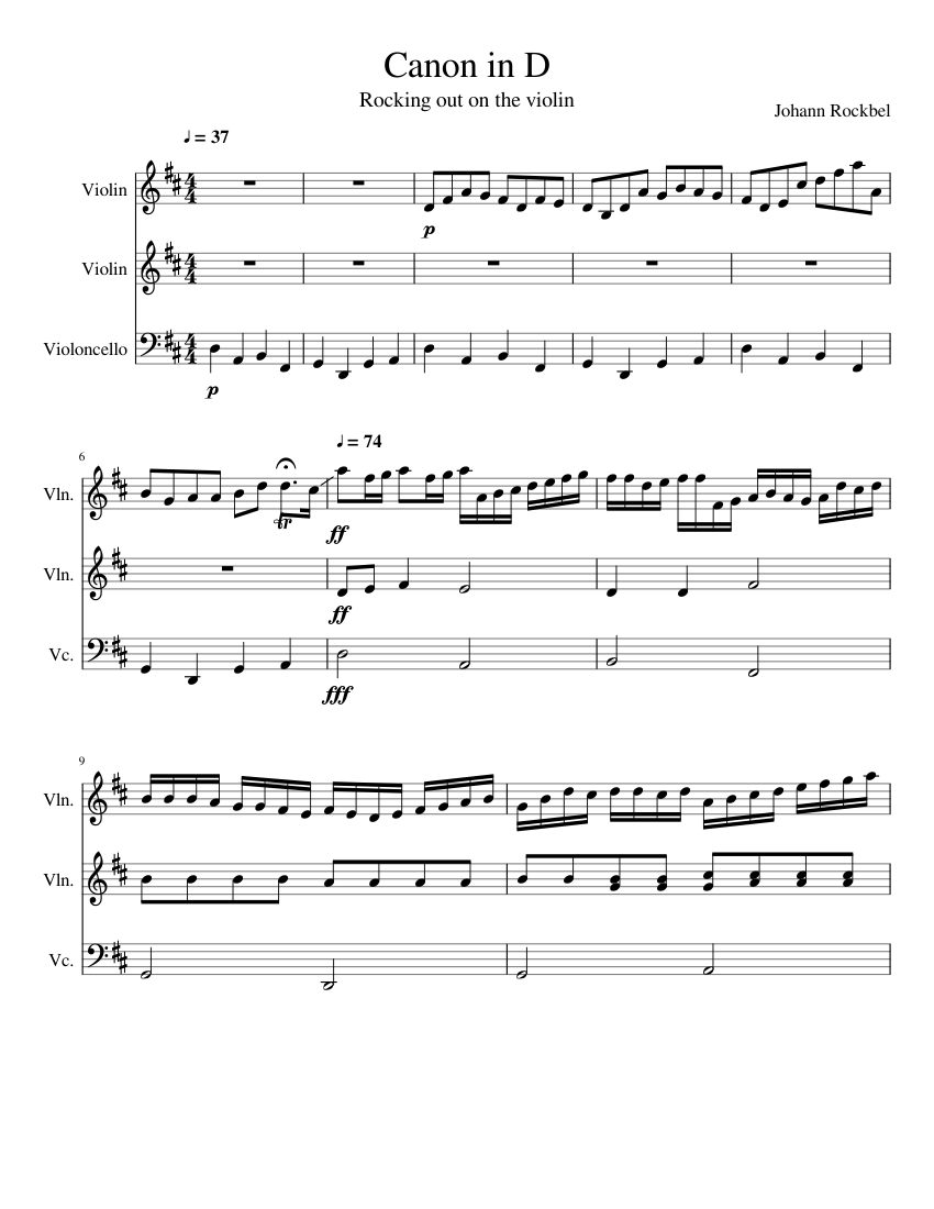 Canon Rock sheet music for Violin, Cello download free in PDF or MIDI