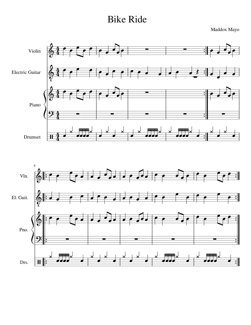 Bike Ride Sheet music for Piano, Violin, Percussion, Guitar | Download ...