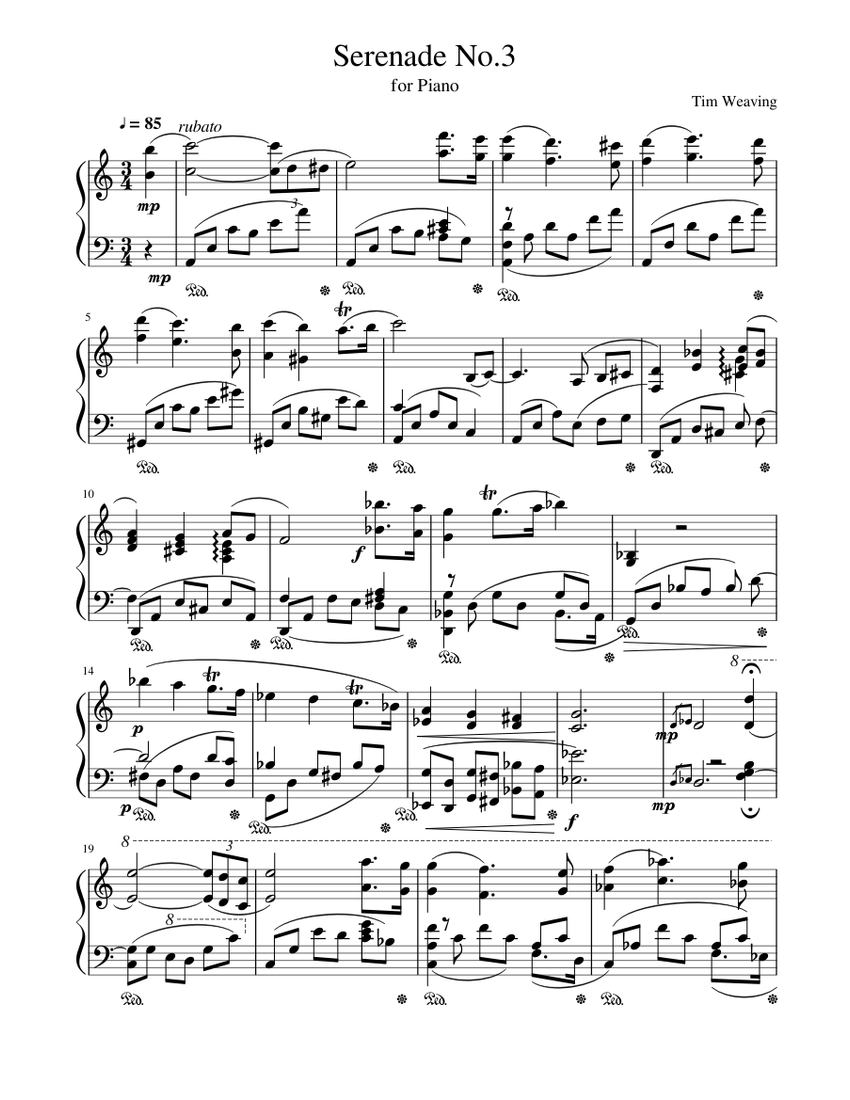 Serenade No.3 Sheet music for Piano | Download free in PDF or MIDI ...