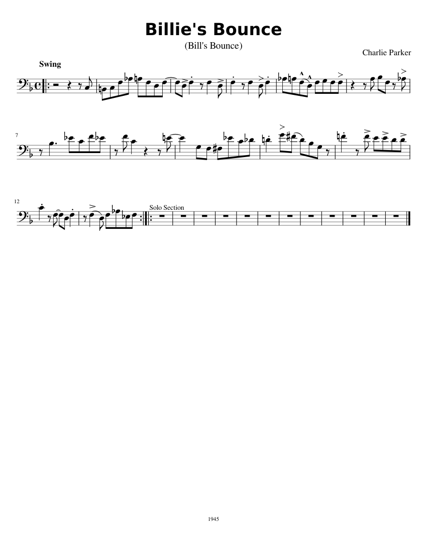 Billie s Bounce Sheet music for Piano | Download free in PDF or MIDI ...