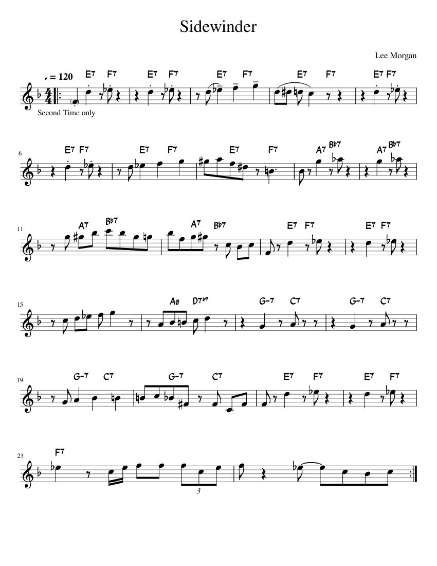 Sidewinder - by Lee Morgan sheet music for Trumpet download free in PDF or MIDI