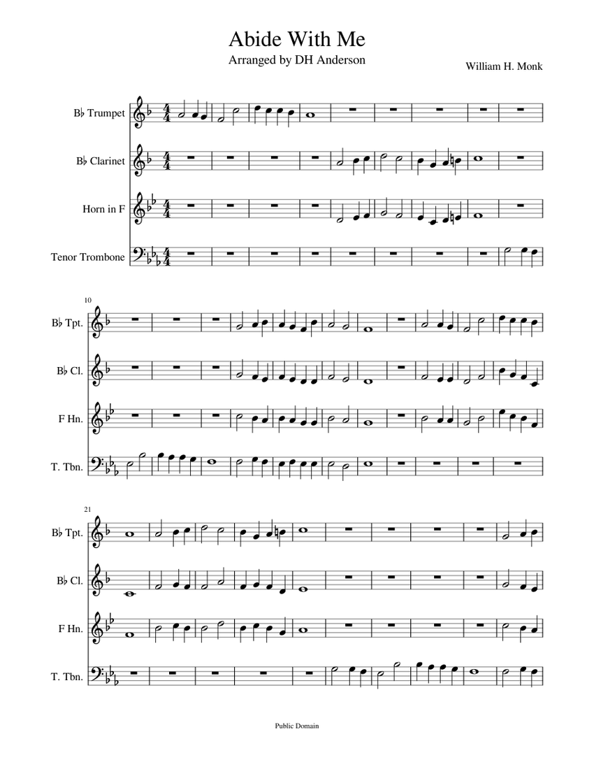 Abide With Me Sheet music for Trumpet, Clarinet (Mixed Duet ...
