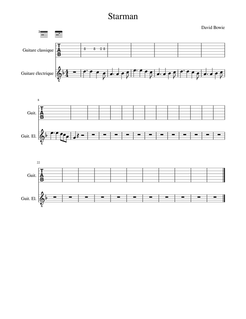Starman Sheet music | Download free in PDF or MIDI | Musescore.com