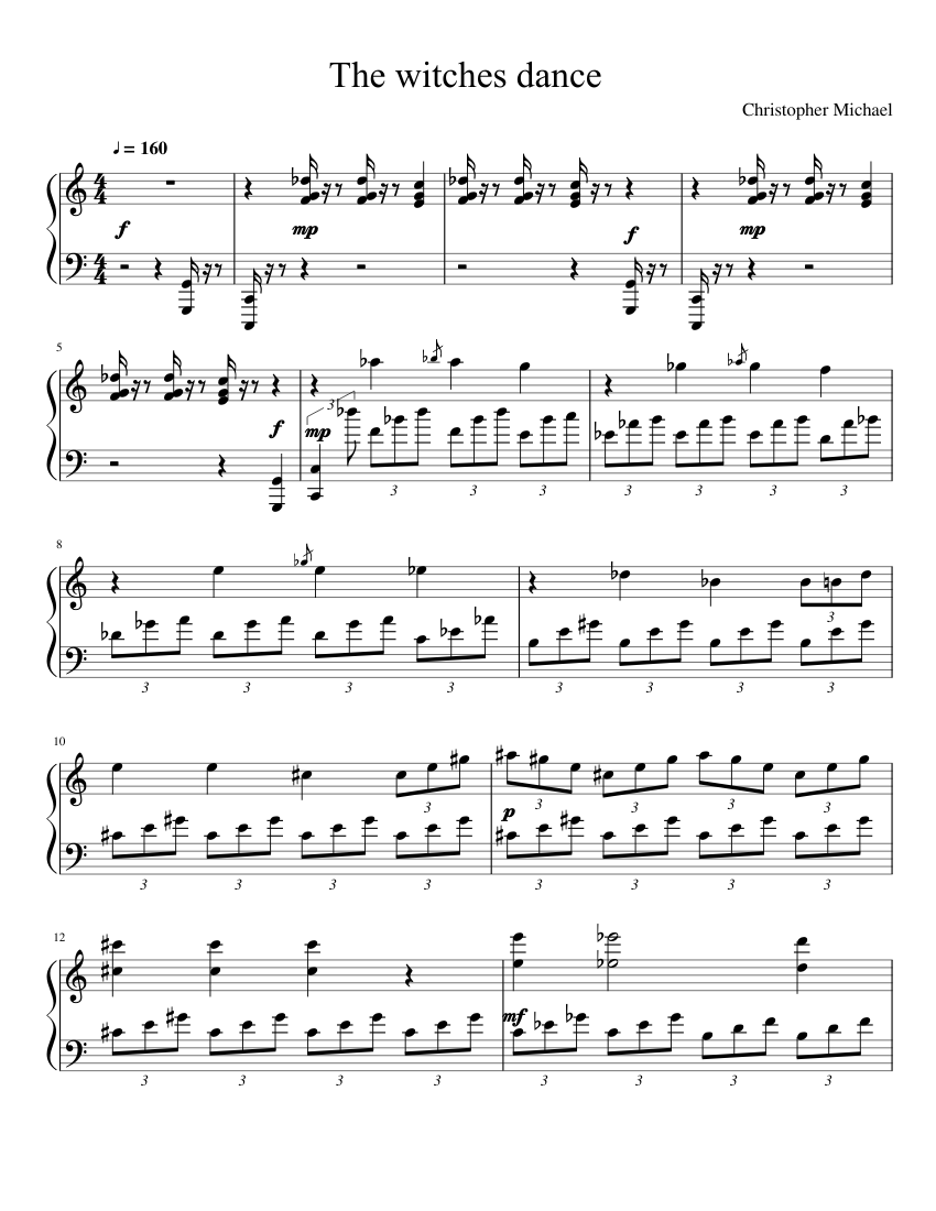 The witches dance Sheet music for Piano | Download free in PDF or MIDI ...