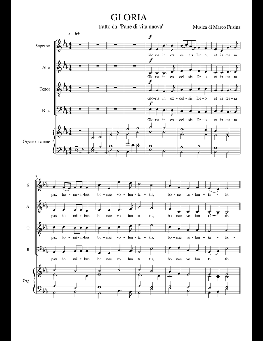 GLORIA sheet music for Voice, Organ download free in PDF or MIDI