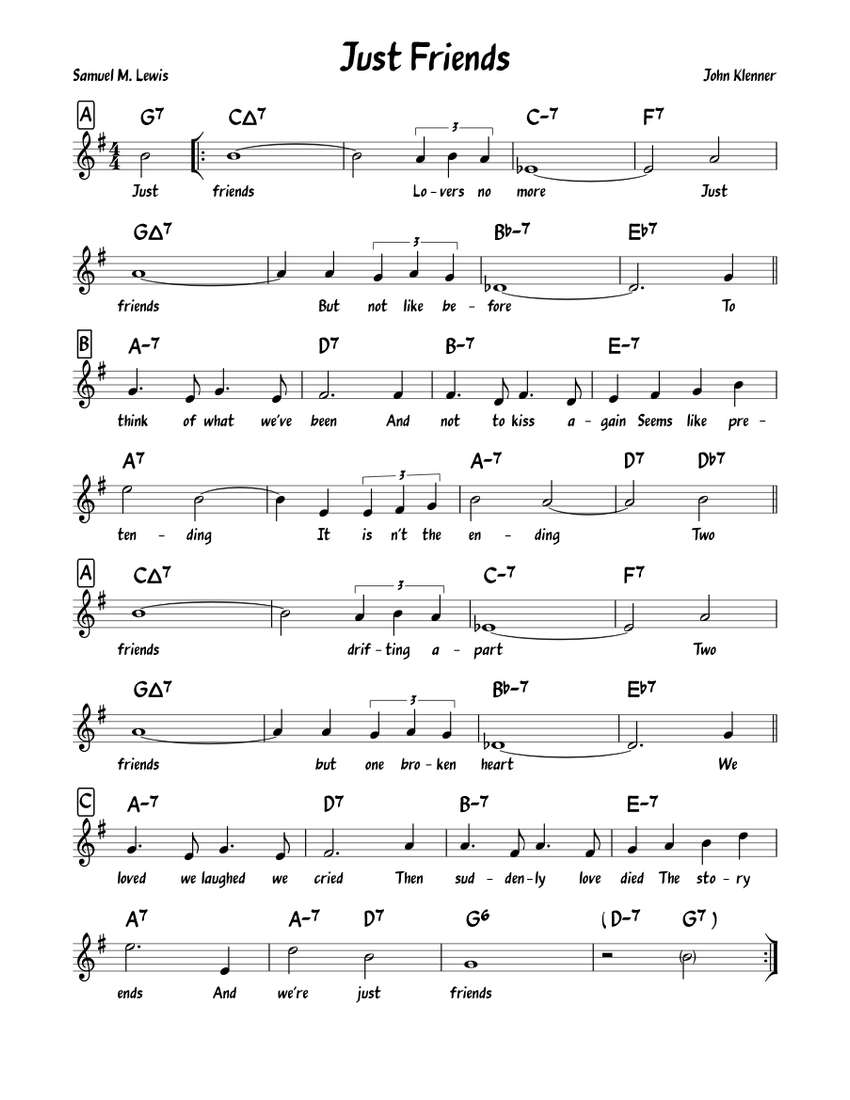 Just Friends Sheet music for Piano | Download free in PDF or MIDI ...
