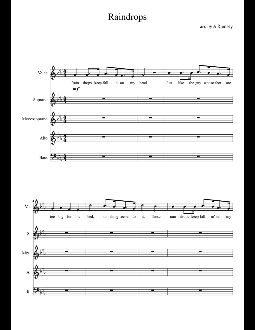 Raindrops sheet music for Voice download free in PDF or MIDI