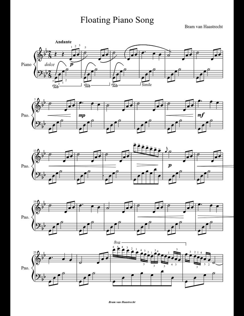 Floating Piano Song sheet music for Piano download free in PDF or MIDI