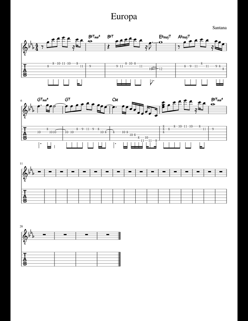 Europa sheet music download free in PDF or MIDI