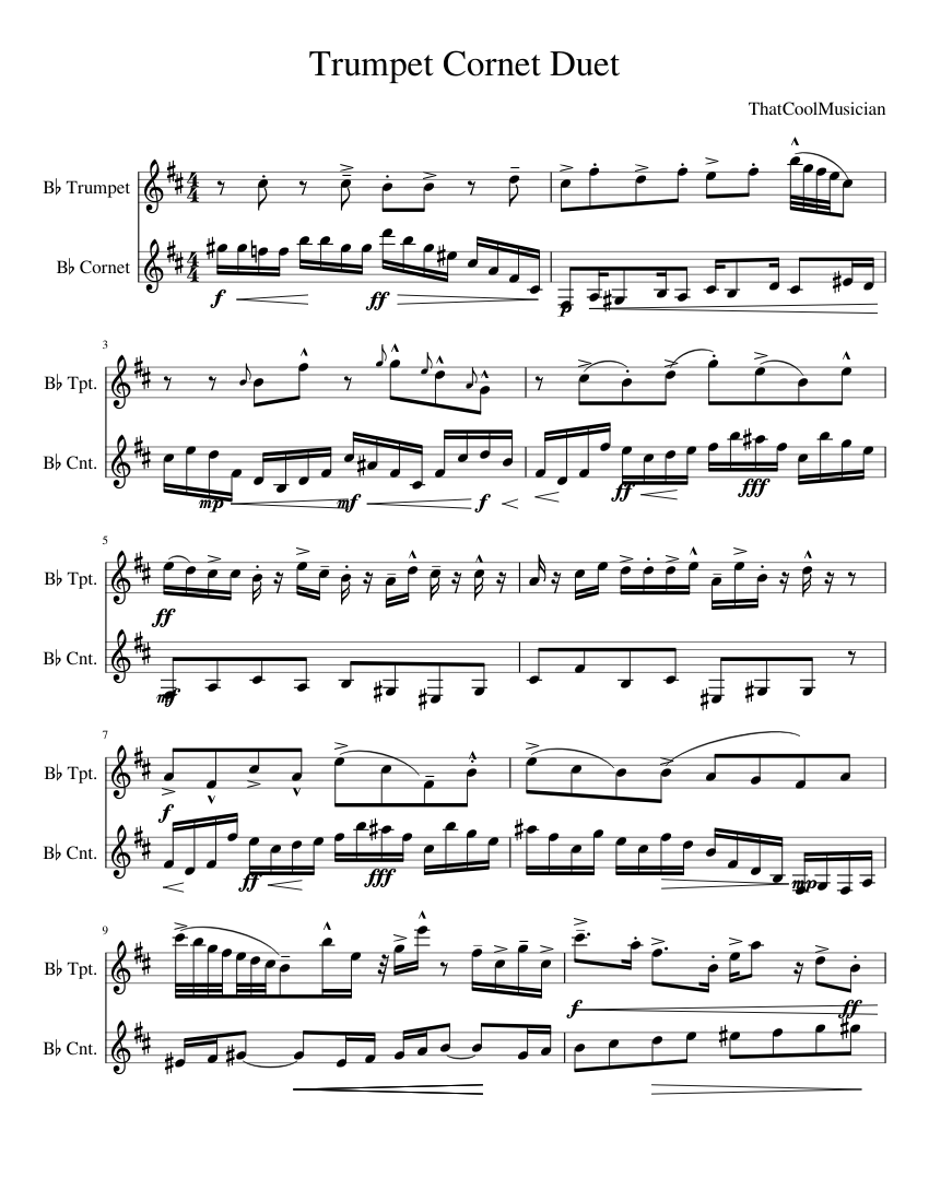 Trumpet Cornet Duet sheet music for Trumpet download free in PDF or MIDI