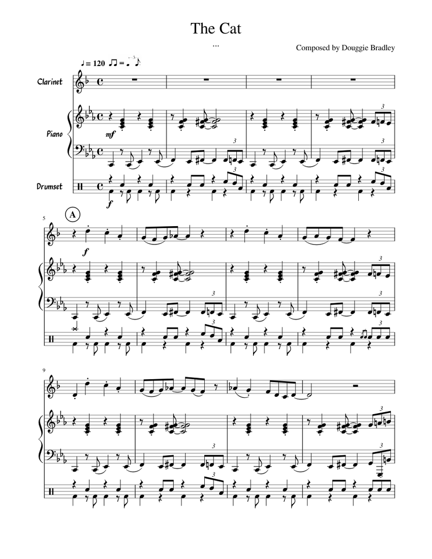 The Cat Sheet music for Clarinet, Piano, Percussion | Download free in ...