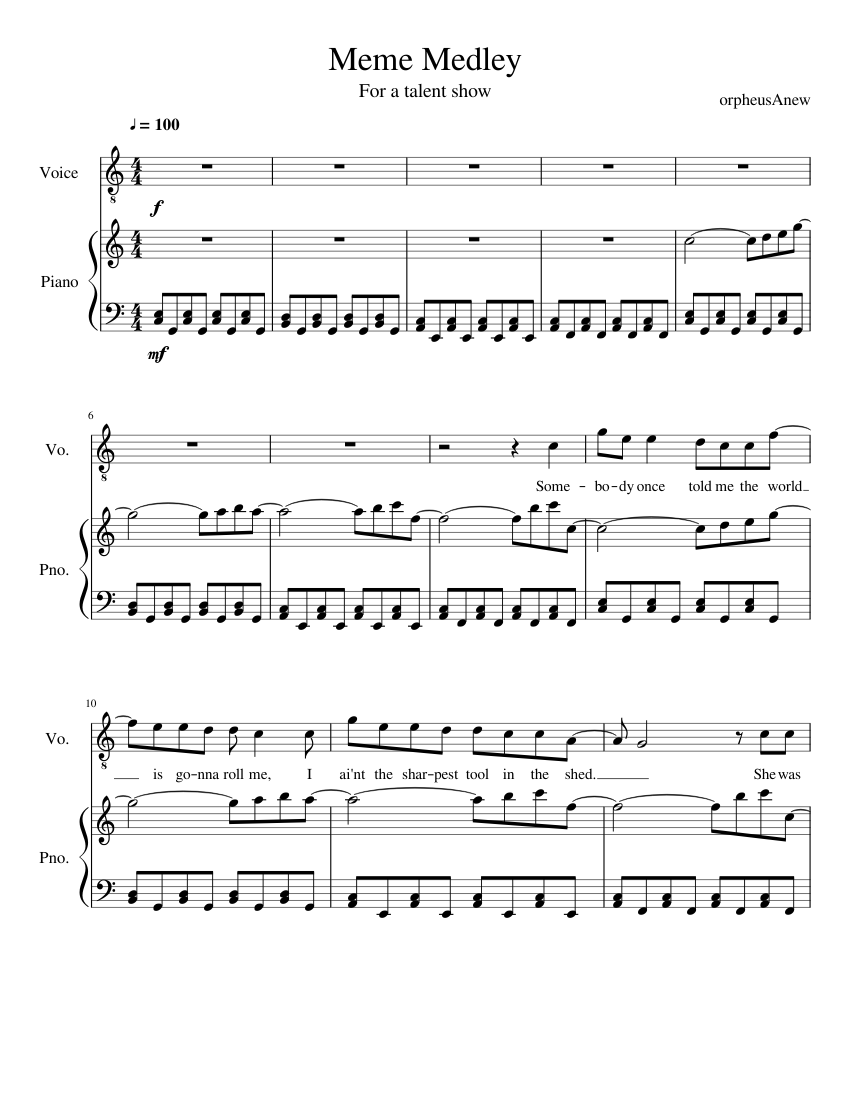 Meme Medley sheet music for Piano, Voice download free in PDF or MIDI
