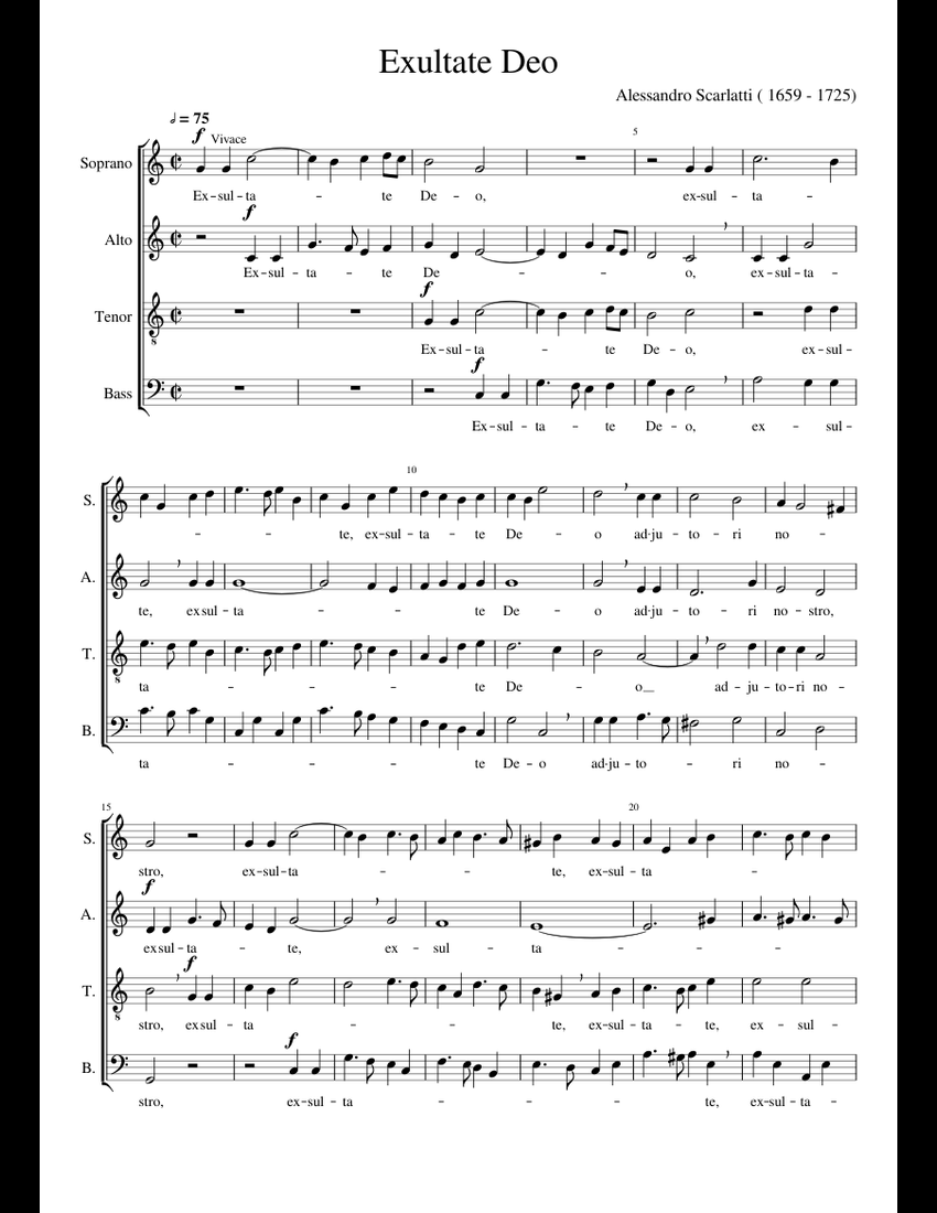 Exsultate Deo (A. Scarlatti) sheet music for Synthesizer, Trumpet ...