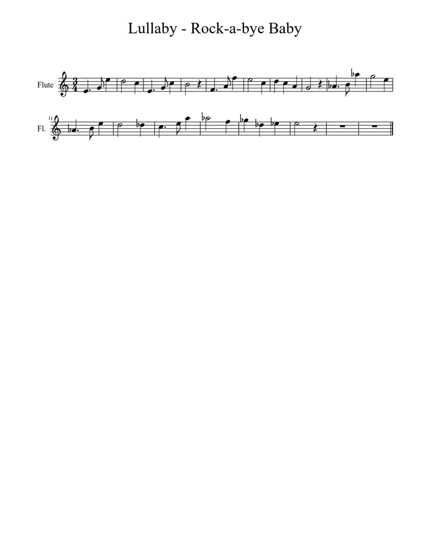 Lullaby - Rock-a-bye Baby Sheet music for Flute (Solo) | Musescore.com