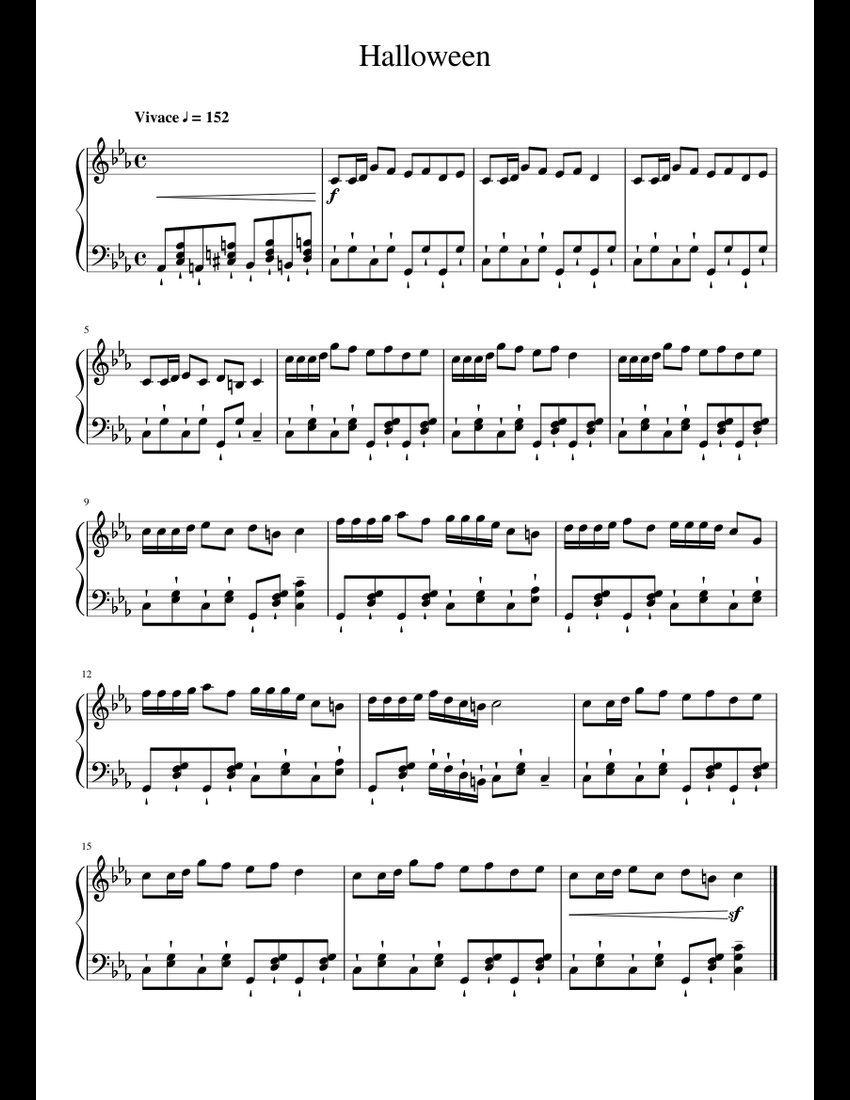 Halloween sheet music for Piano download free in PDF or MIDI