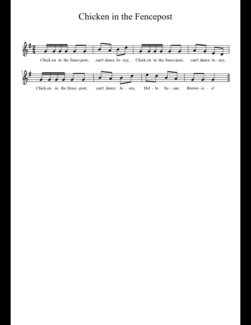 Chicken in the Fencepost sheet music download free in PDF or MIDI