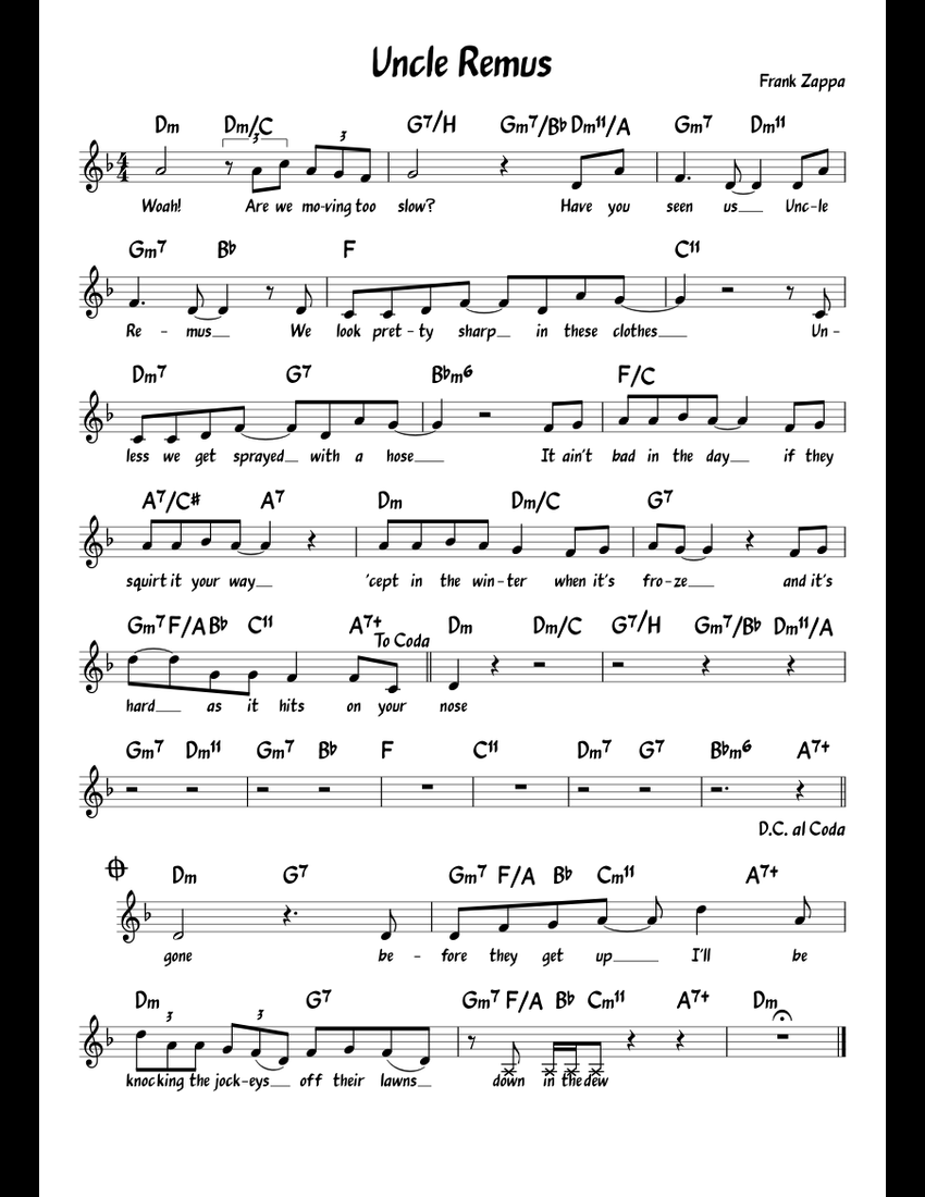 Uncle Remus sheet music for Piano download free in PDF or MIDI