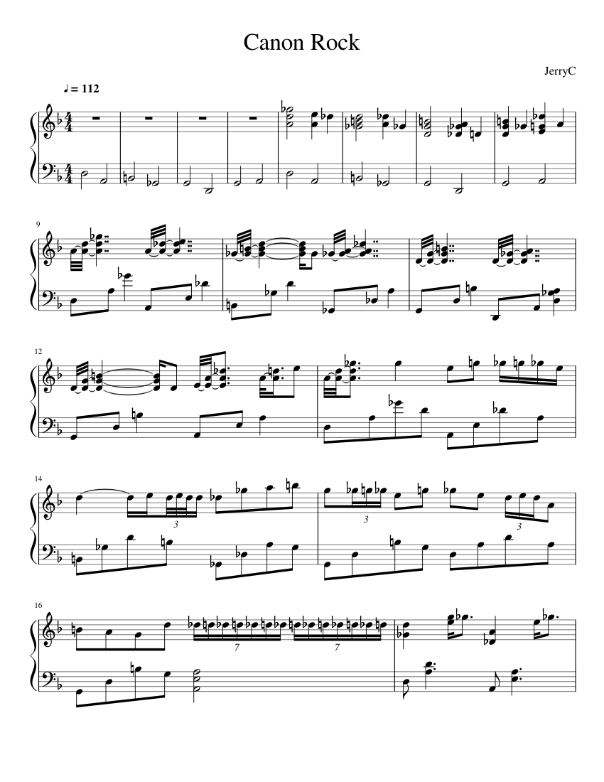 Canon Rock Sheet music for Piano | Download free in PDF or MIDI | Musescore.com