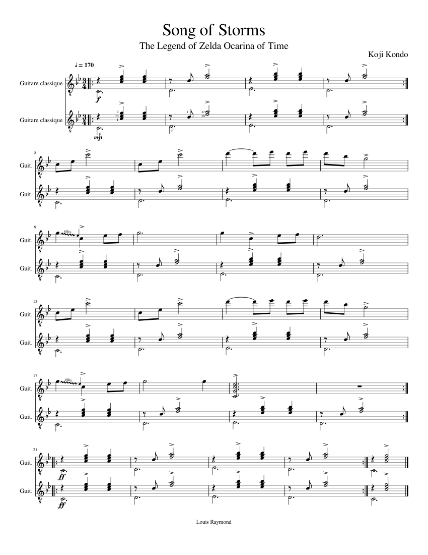 Song of Storms Sheet music for Guitar | Download free in PDF or MIDI ...