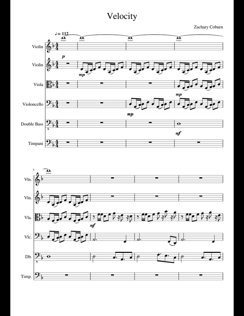 Velocity sheet music for Violin, Viola, Cello, Contrabass download free ...