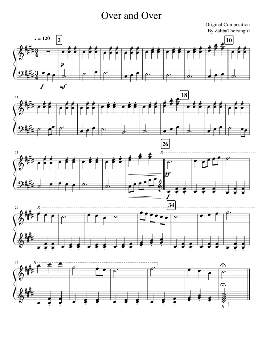 Over and Over - Original Composition *updated* Sheet music for Piano ...
