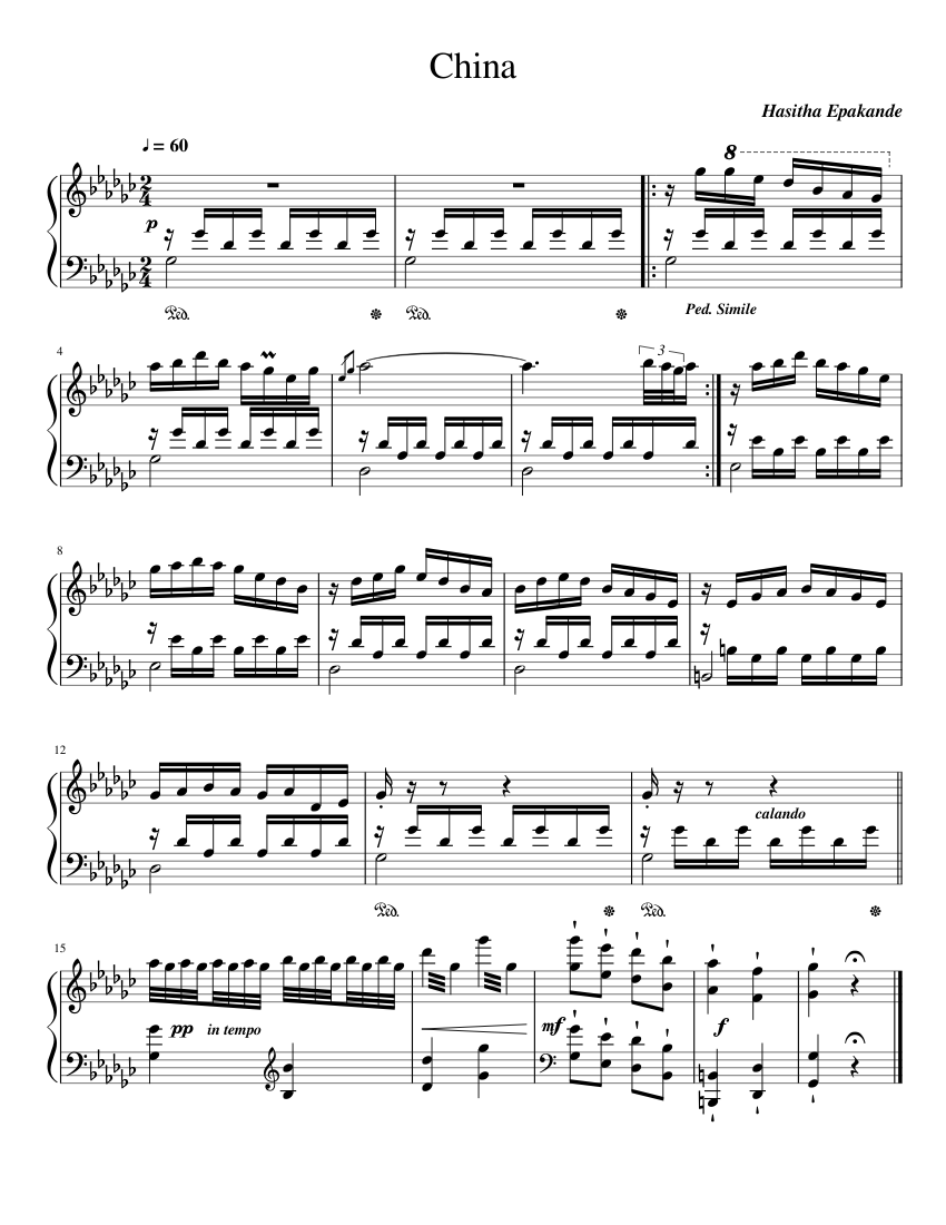 China Sheet music for Piano | Download free in PDF or MIDI | Musescore.com