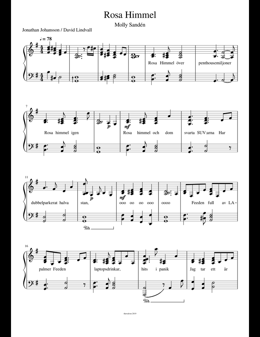 Rosa Himmel sheet music for Piano download free in PDF or MIDI