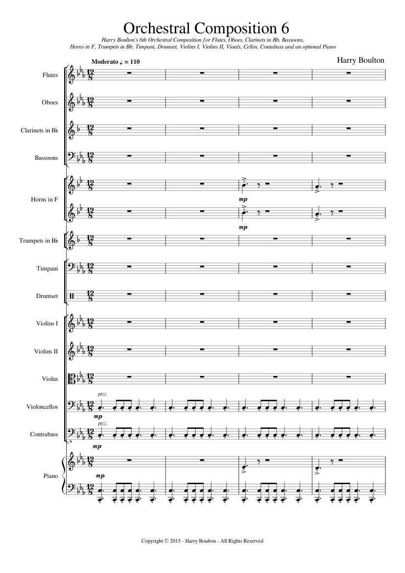Orchestral Composition 6 sheet music for Flute, Clarinet, Piano, Violin ...