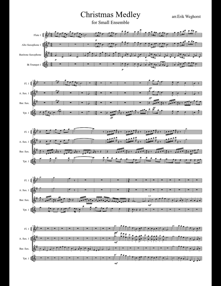 Christmas Medley for Small Ensemble sheet music download free in PDF or ...