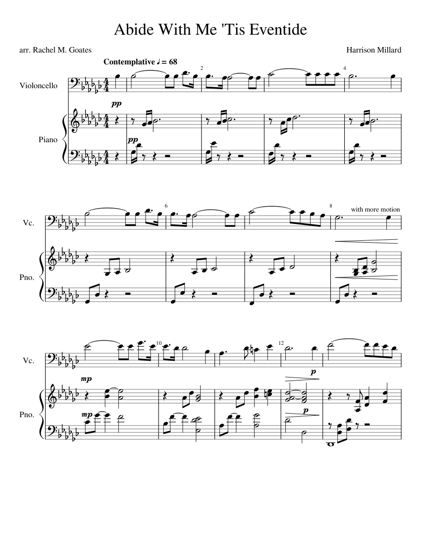 Abide With Me Tis Eventide Sheet music for Piano, Cello | Download free ...