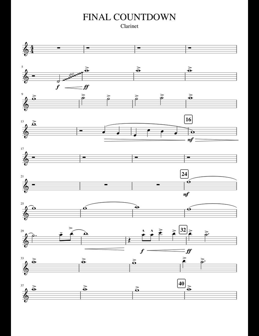 FINAL COUNTDOWN(클라리넷) sheet music for Alto Saxophone download free in ...