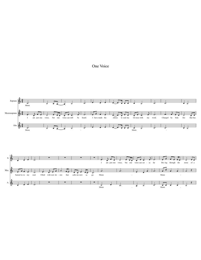 One Voice Sheet music | Musescore.com