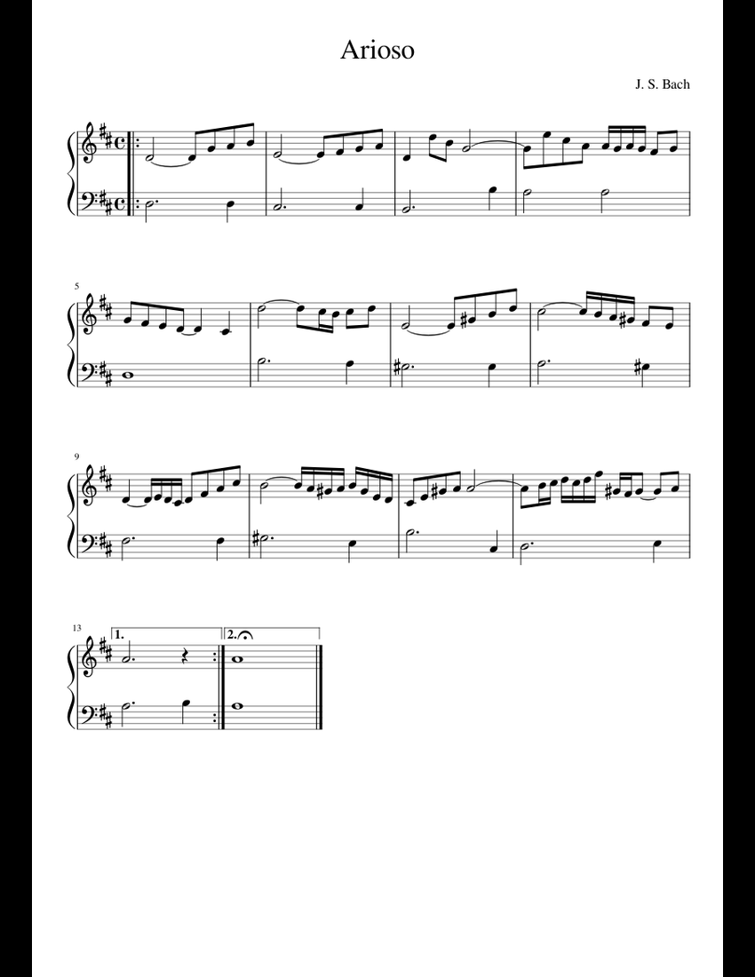 Arioso JS Bach sheet music for Piano download free in PDF or MIDI