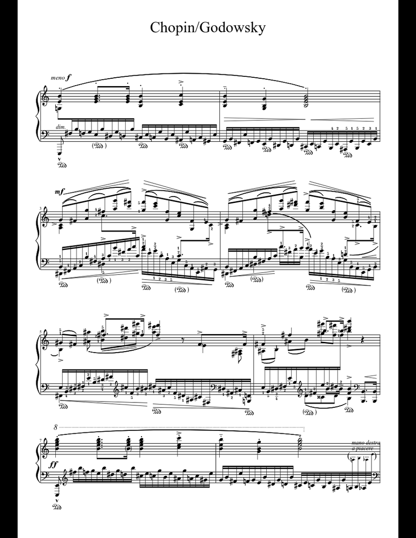 Engraving challenge - Chopin/Godowsky sheet music download free in PDF or MIDI