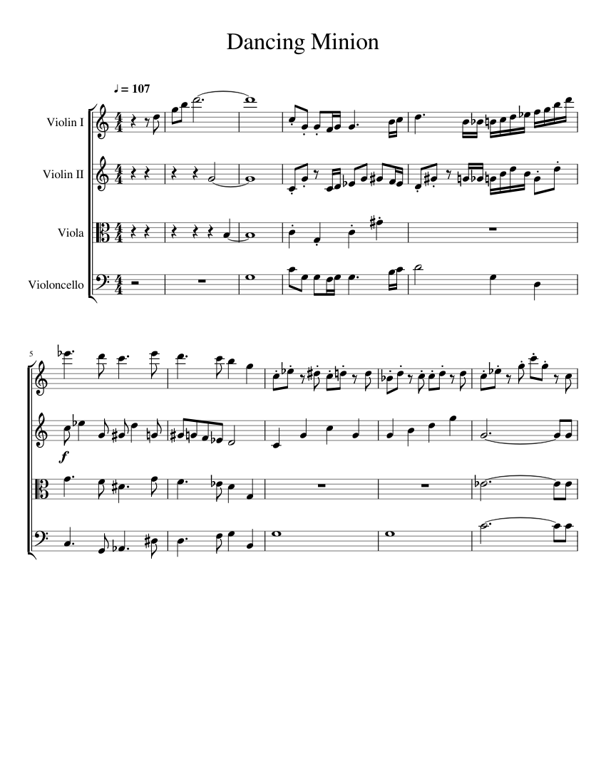 Dancing Minion sheet music for Violin, Viola, Cello download free in ...