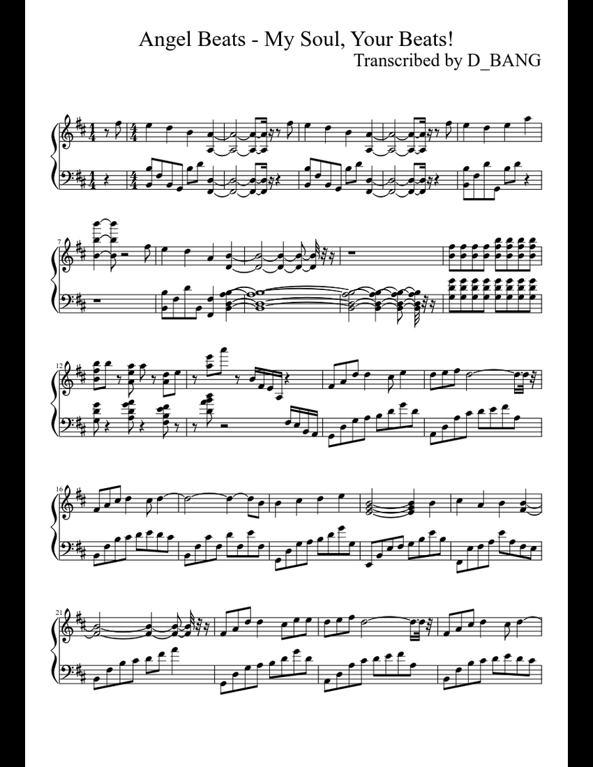 Angel Beats - My Soul, Your Beats! sheet music download free in PDF or MIDI