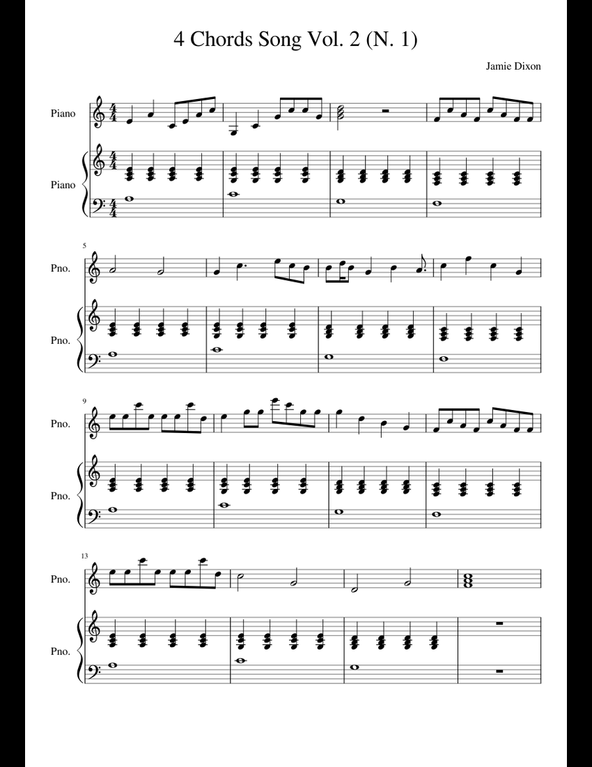 4 Chords Song Vol.2 (N. 1) sheet music for Piano download free in PDF ...