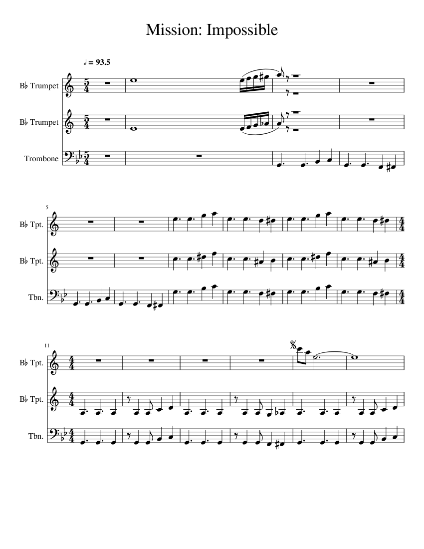 Mission: Impossible Sheet music for Trumpet, Trombone | Download free ...