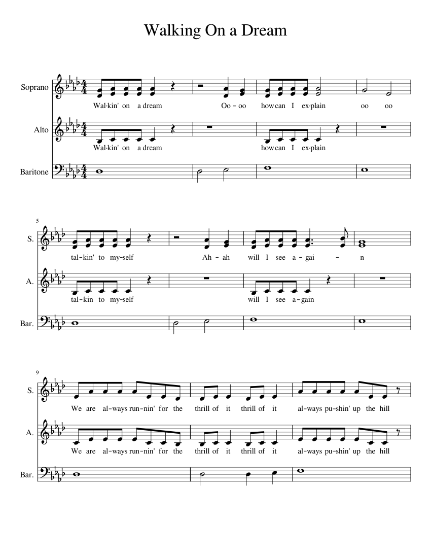 Walking On a Dream Sheet music for Soprano, Alto, Baritone (Choral ...