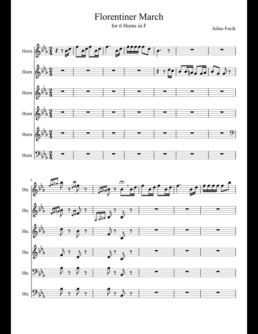 Florentiner March sheet music for French Horn download free in PDF or MIDI