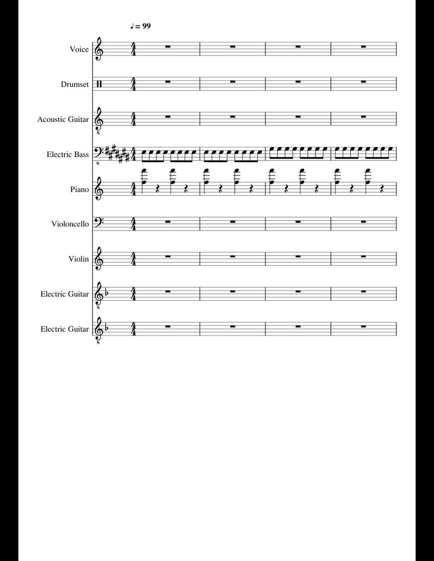 Doomsday Theme sheet music for Piano, Violin, Voice, Percussion ...