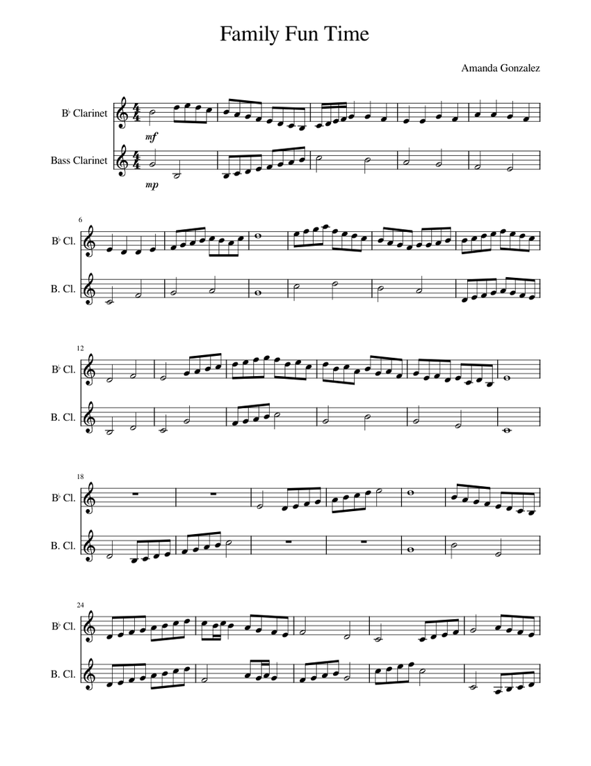Family Fun Time sheet music for Clarinet download free in PDF or MIDI