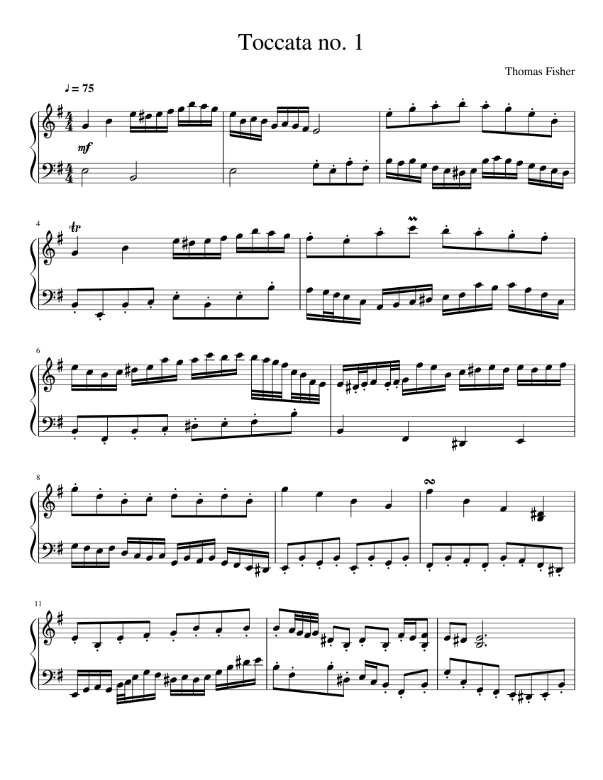 Toccata no. 1 Sheet music for Piano | Download free in PDF or MIDI ...