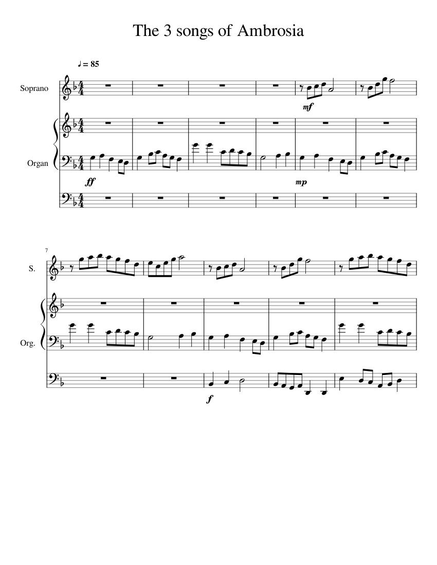 The 3 Songs of Ambrosia Sheet music for Voice, Organ | Download free in PDF or MIDI | Musescore.com