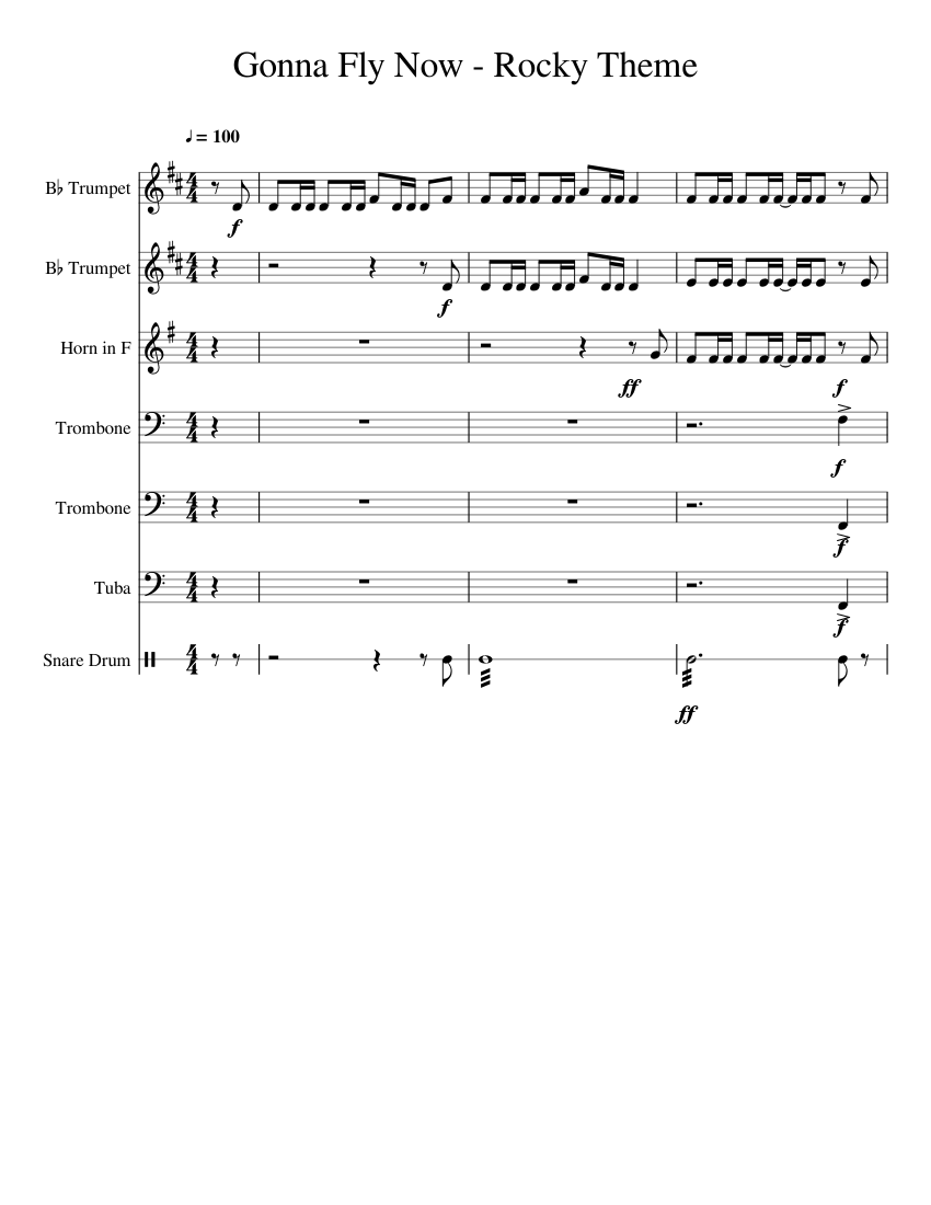 Gonna Fly Now - Rocky Theme sheet music for Trumpet, French Horn ...