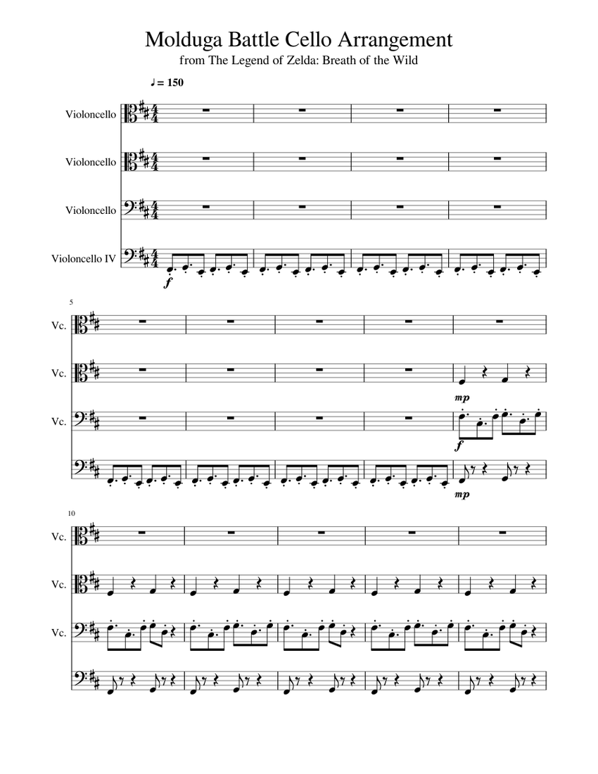 Molduga Battle Cello Quartet Arrangement Sheet music for Cello ...