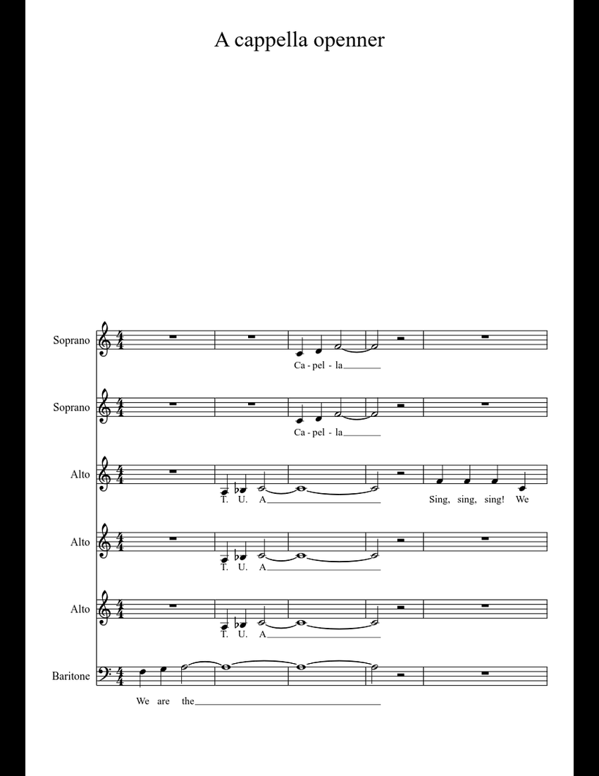 A cappella openner sheet music for Voice download free in PDF or MIDI