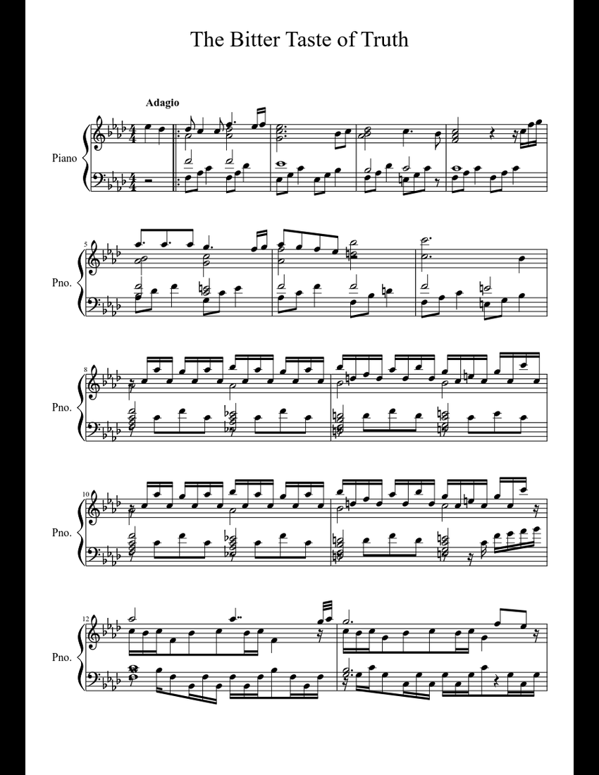 The Bitter Taste of Truth sheet music for Piano download free in PDF or ...